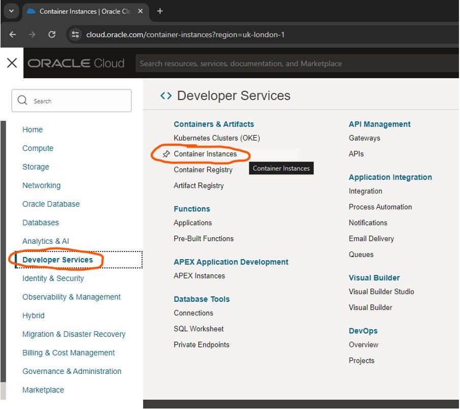 Deploying a .NET core app on OCI (Container instance)